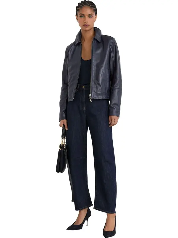 REISS Levitt Barrel-leg Jeans - Dark Blue