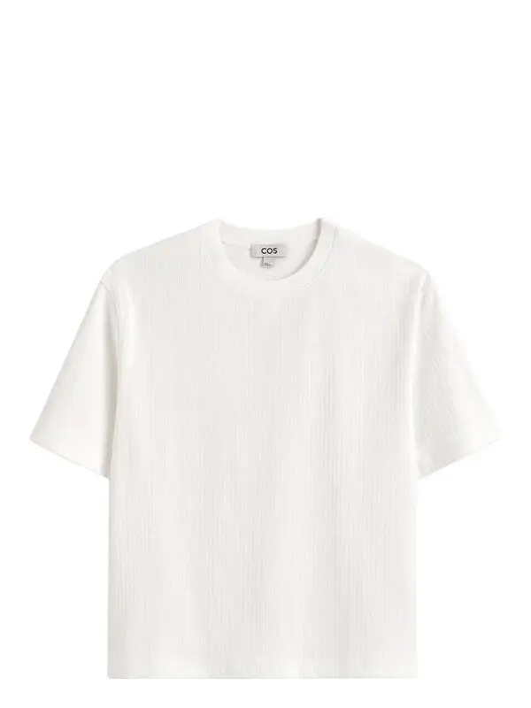 Cos Heavyweight Ribbed T-shirt - White