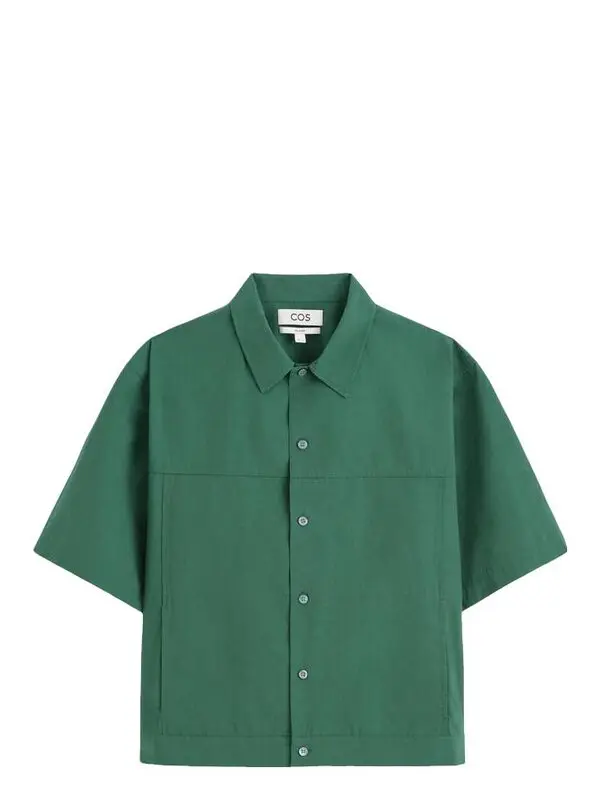 Cos Boxy Cotton-poplin Utility Shirt - Green