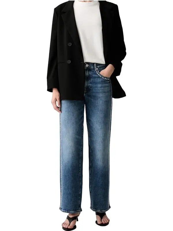 7 For All Mankind Belt-loop Embellished Straight-leg Jeans - Blue