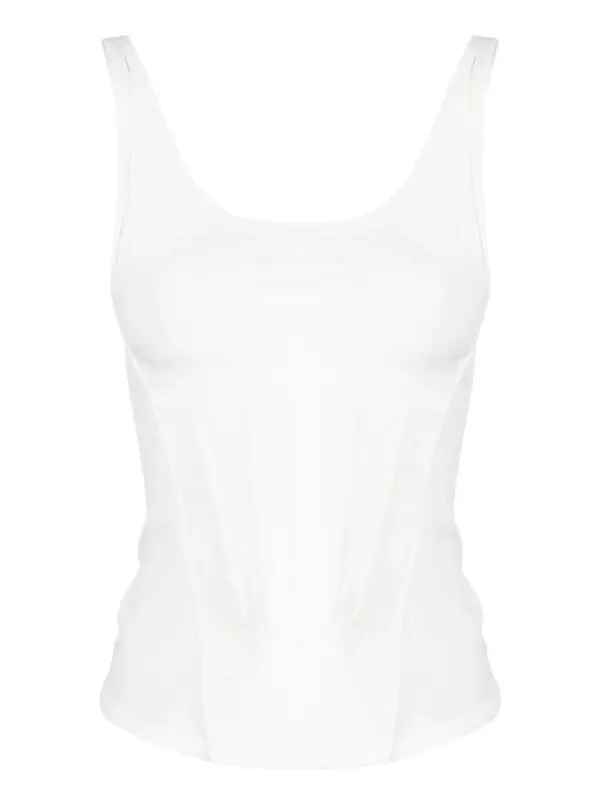 MUGLER Logo-embossed Corset Tank Top - White