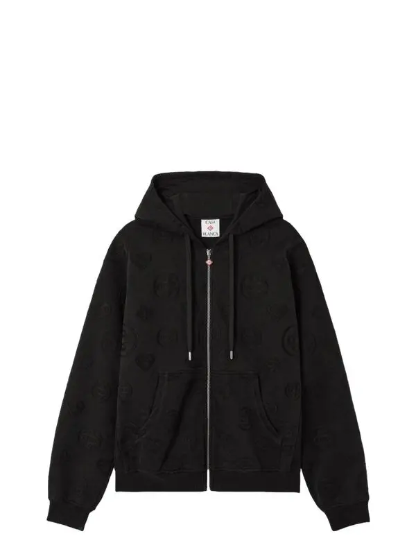 Casablanca Monogram Zip-up Hoodie - Black