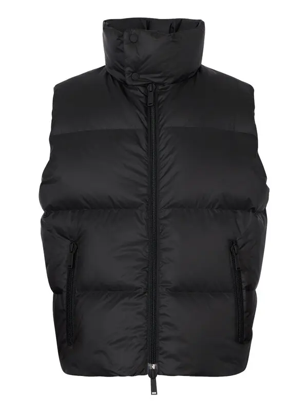 Dsquared2 Padded Vest With Snap Button Collar - Black