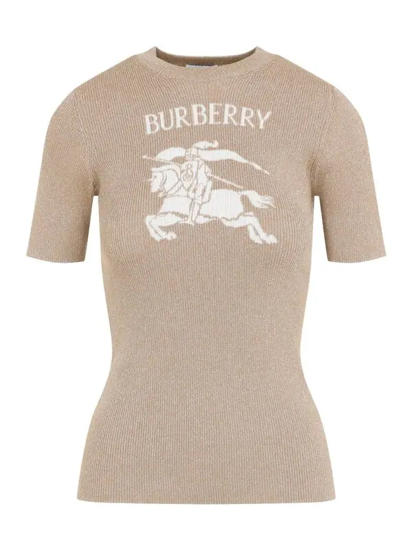 Burberry Knitted T-shirt With Equestrian Knight Motif - Multicolor