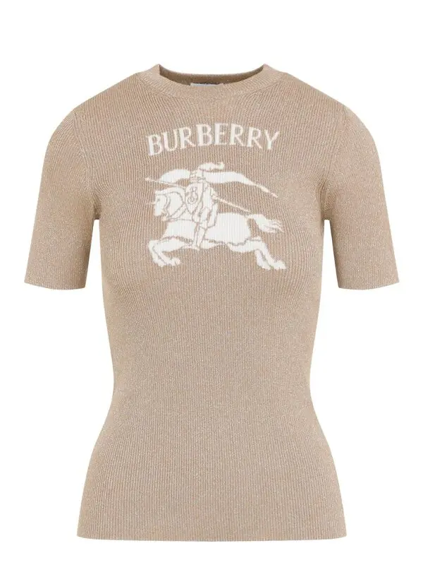 Burberry Knitted T-shirt With Equestrian Knight Motif - Multicolor