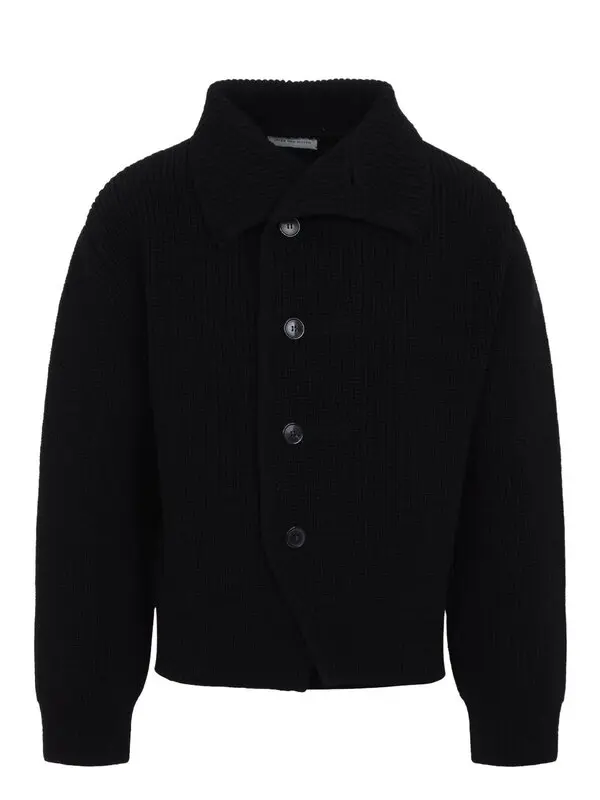 Dries Van Noten Marino Asymmetric Shawl Collar Cardigan - Black