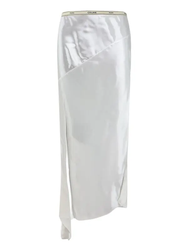 Celine Viscose Satin Asymmetrical Midi Skirt - Multicolor