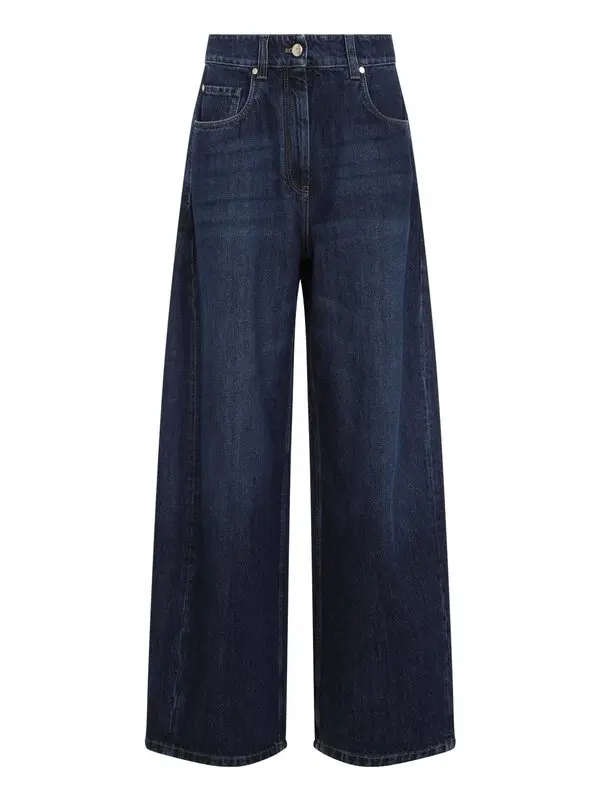 Brunello Cucinelli Barrel Leg Denim Jeans - Blue