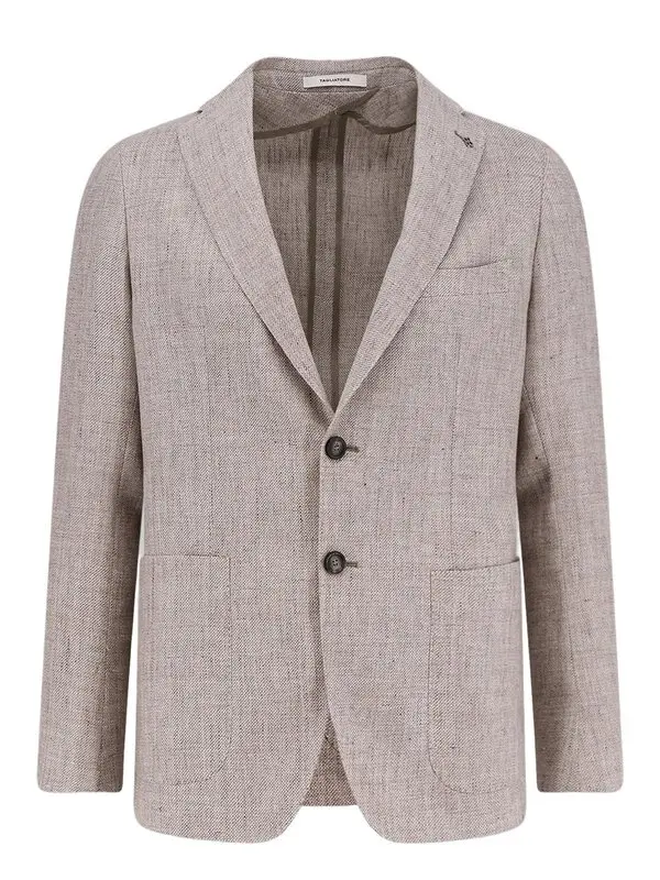 Tagliatore Single-breasted Linen And Virgin Wool Blazer - Multicolor