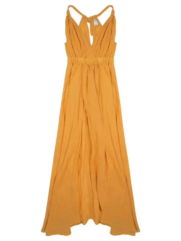 120% Lino Linen Blend Maxi Dress - Yellow