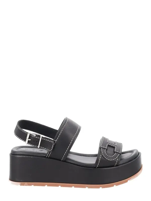 Hogan Leather Platform Sandals - Black