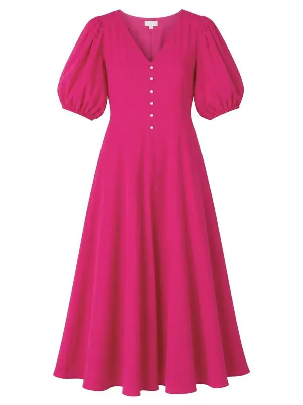 HOUSE OF GL Aira Vegan Silk Midi Dress - Pink