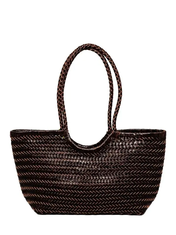 RIMINI Woven Leather Bucket Bag - Brown
