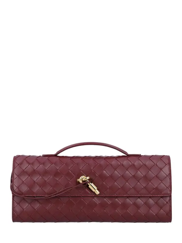 Bottega Veneta Andiamo Mini Intrecciato Leather Clutch With Knotted Detail - Rosso