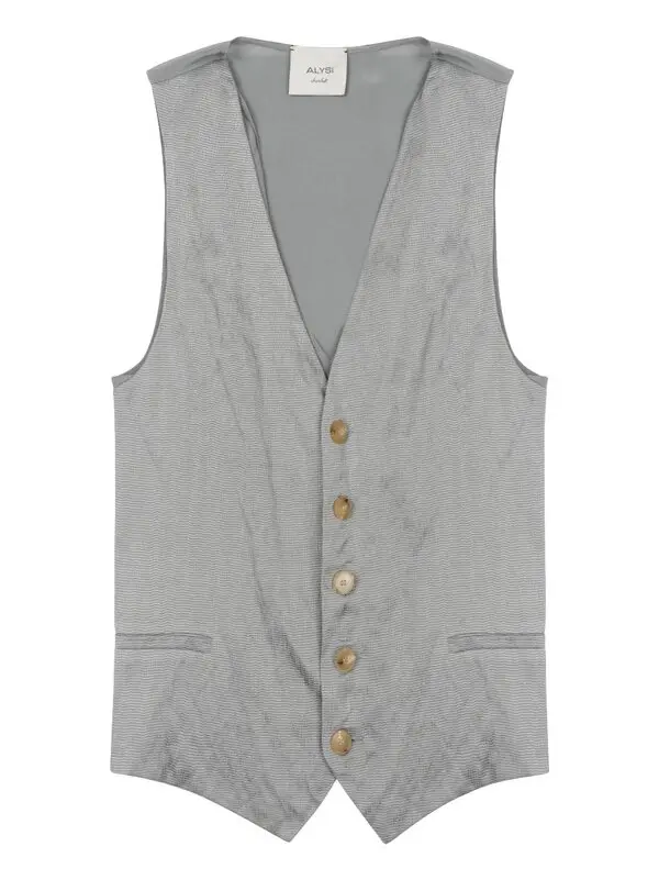 ALYSI Striped Button-up Vest - Grey