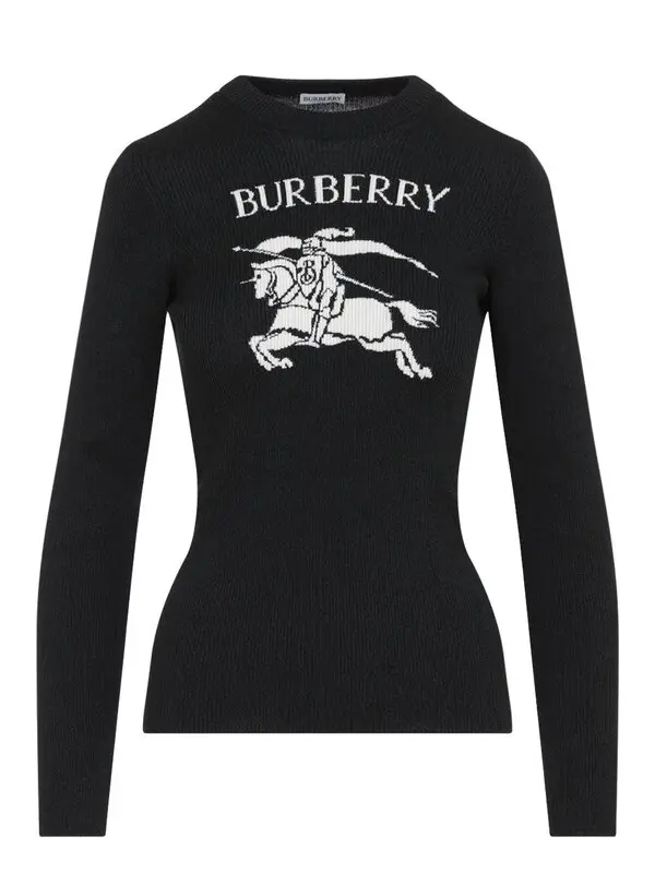 Burberry Wool-silk Equestrian Knight Sweater - Black