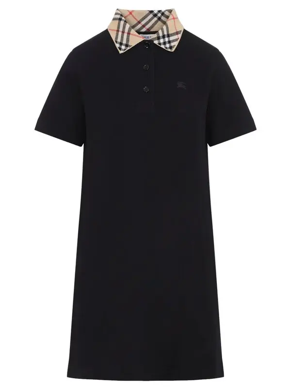 Burberry 100% Cotton Polo Midi Dress - Black