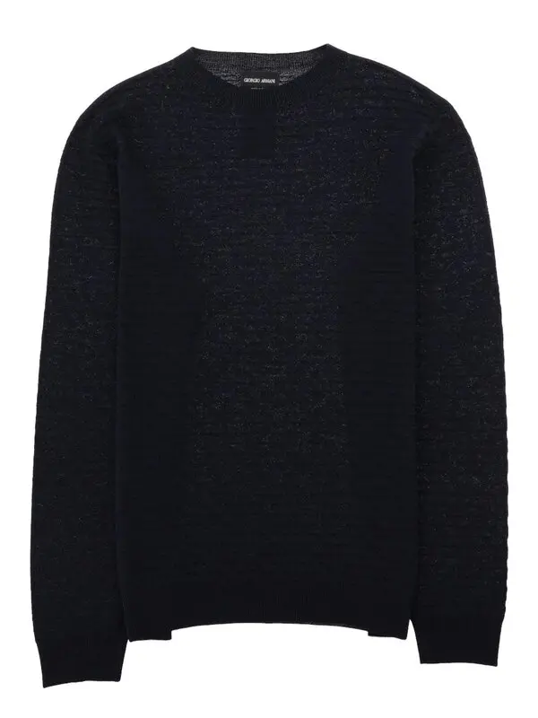 Giorgio Armani Textured Virgin Wool Sweater - Blue
