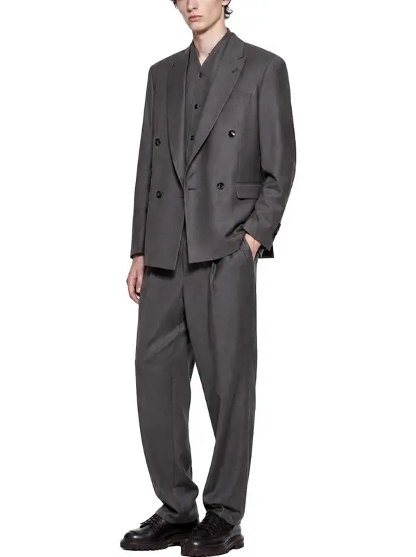 Giorgio Armani Double-breasted Virgin Wool Blazer - Grey