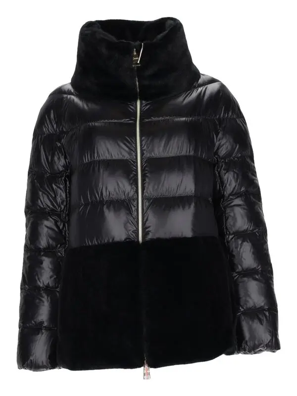 Herno Polyamide Zip-up Puffer Jacket With Fur Trim - Black