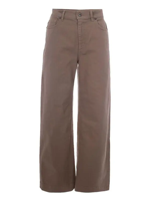 PAROSH Wide-leg Denim Jeans - Beige