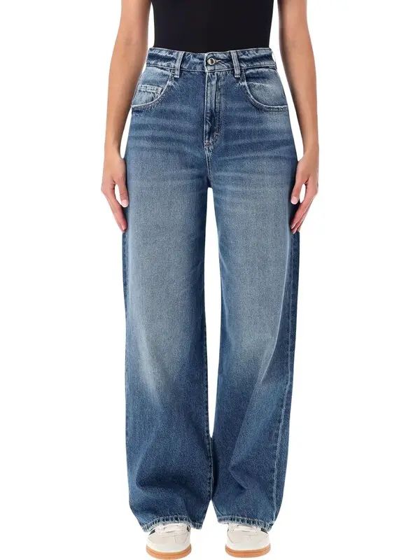 ICON DENIM LOS ANGELES High-rise Wide-leg Jeans - Mid Blue