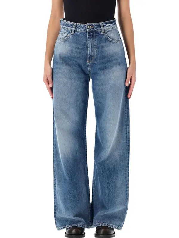 ICON DENIM LOS ANGELES High-rise Wide-leg Jeans - Mid Blue