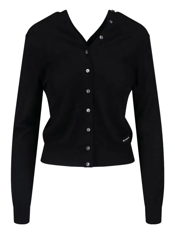 Alexander Wang Wool-blend Cardigan With Wool Trim - Black