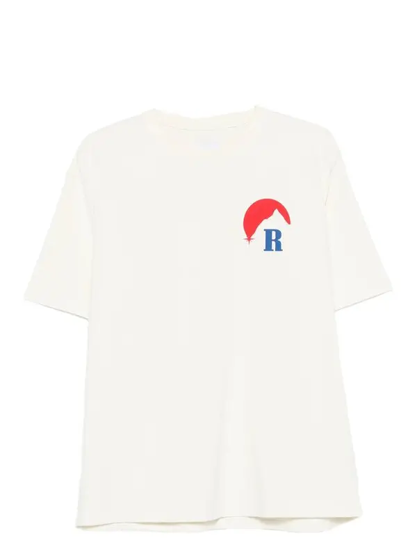 Rhude Crewneck T-shirt With Chest And Back Print - Bianco