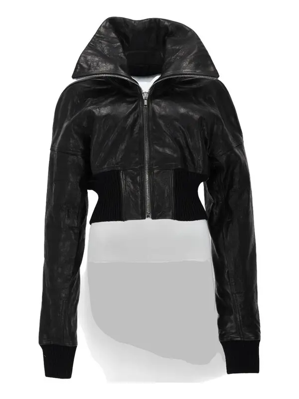 Rick Owens Leather Zip-up Moto Jacket - Black