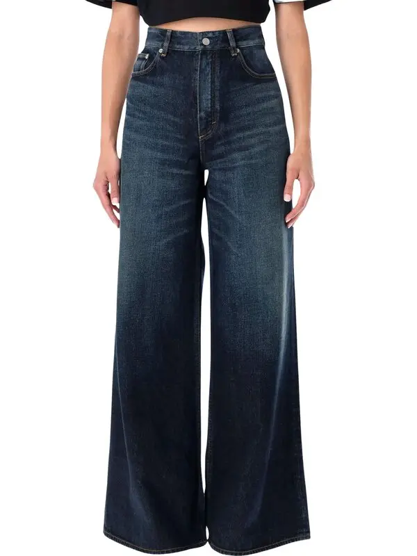 Alaïa High-rise Wide-leg Denim Jeans - Dock Blue