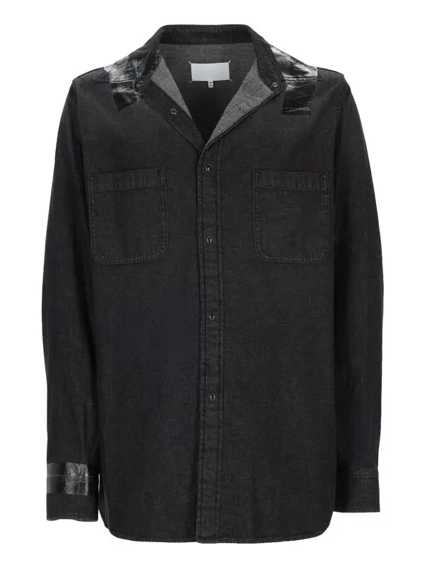 MAISON MARGIELA Cotton Denim Button-up Shirt Jacket - Black