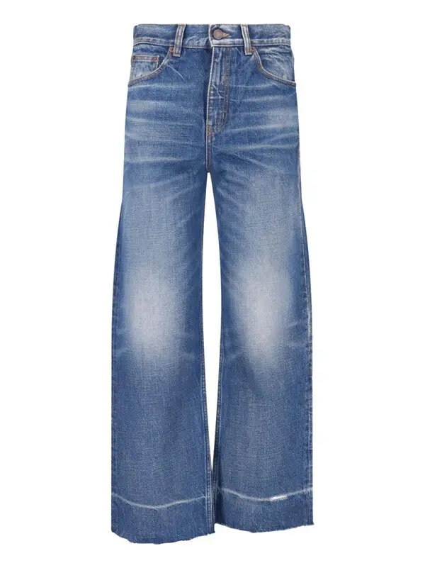 Chloé 100% Cotton Denim Jeans With Calf Leather Patch Pockets - Blue