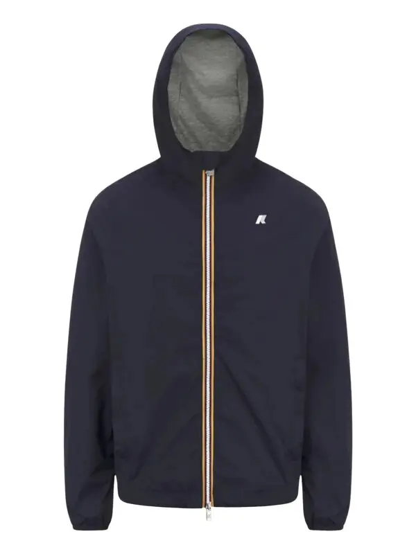 K-WAY Zip Closure Hooded Jacket With Cuffed Sleeves - Navy