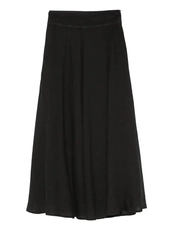 120% Lino Long Linen Skirt - Nero