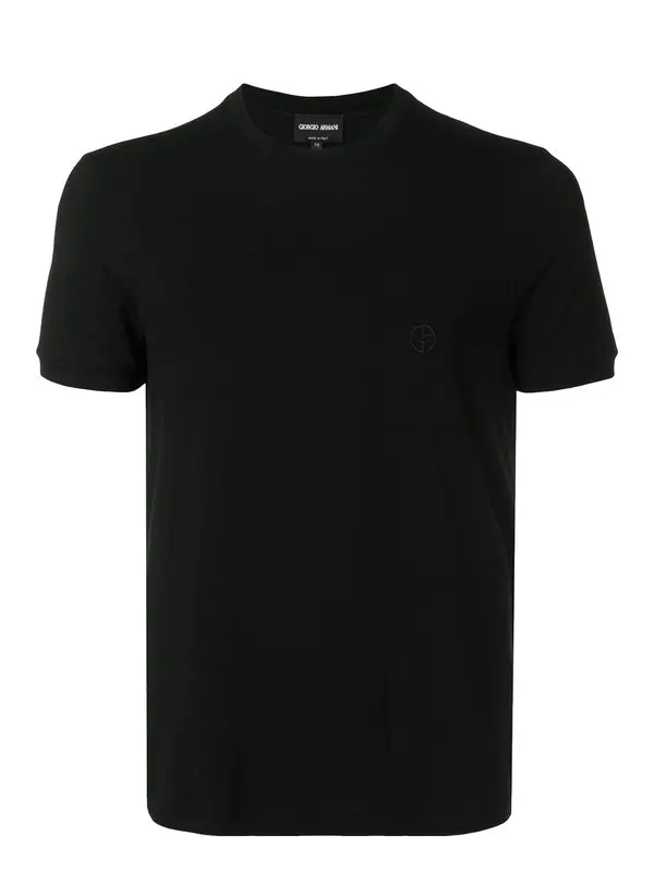 Giorgio Armani S Embroidered Logo Crew Neck T-shirt - Black