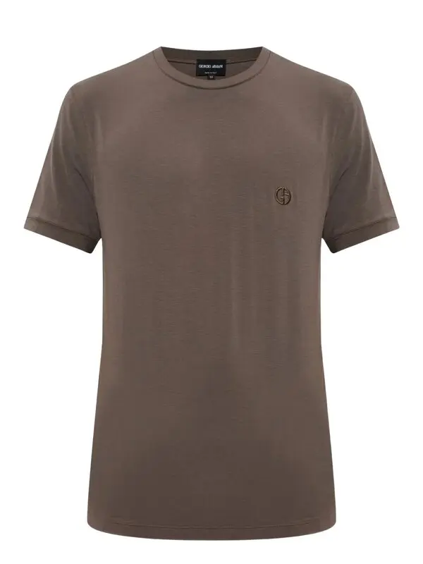Giorgio Armani S Crewneck Logo T-shirt - Brown