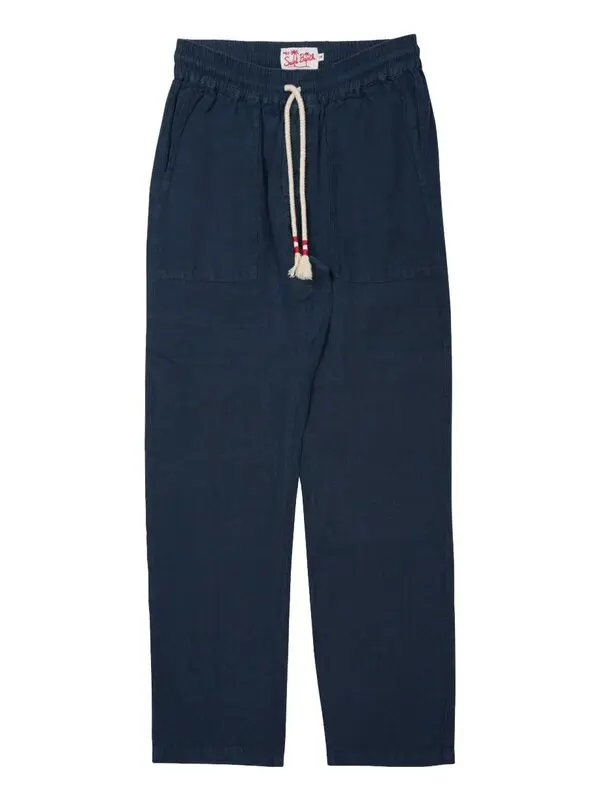 MC2 SAINT BARTH 100% Linen Tailored Trousers - Blue