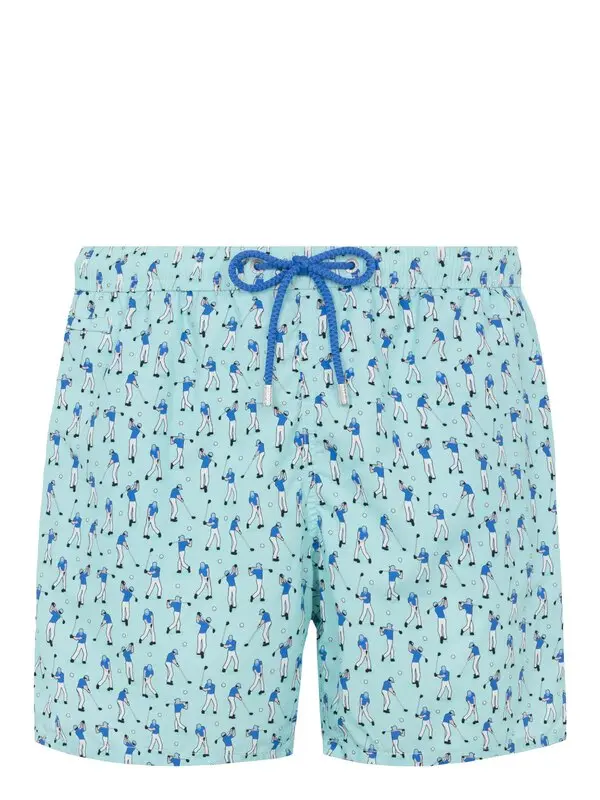MC2 SAINT BARTH Lightweight Printed Swim Shorts - Light Blue