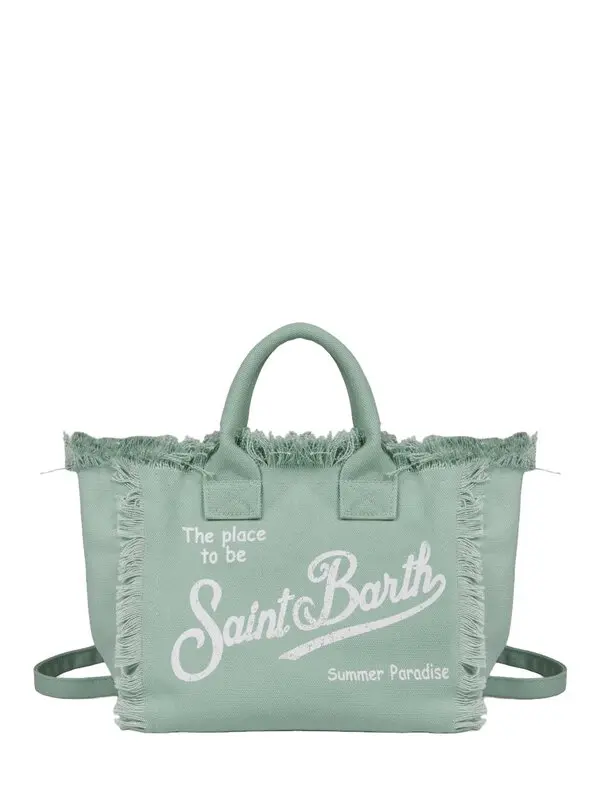 MC2 SAINT BARTH Cotton Tote Bag With Fringe Detail - Green