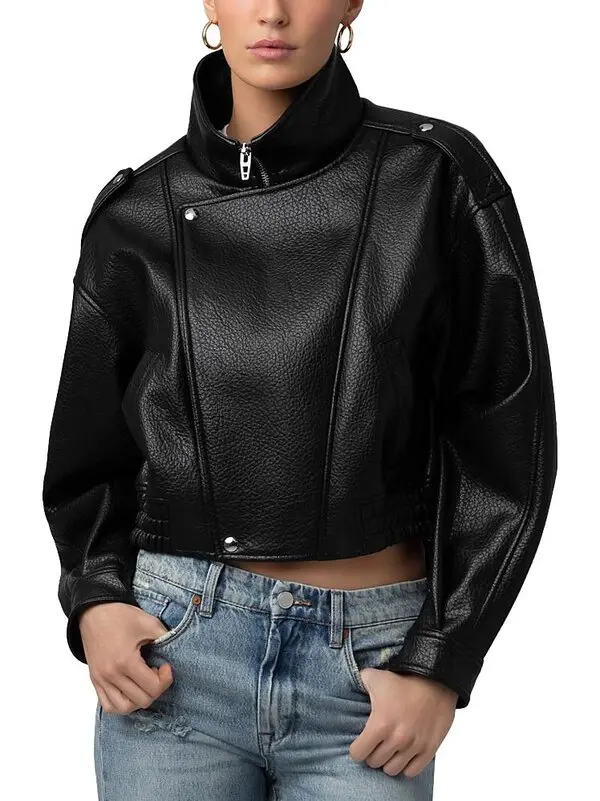 Blanknyc Faux Leather Funnel Neck Bomber Jacket - Night Moves