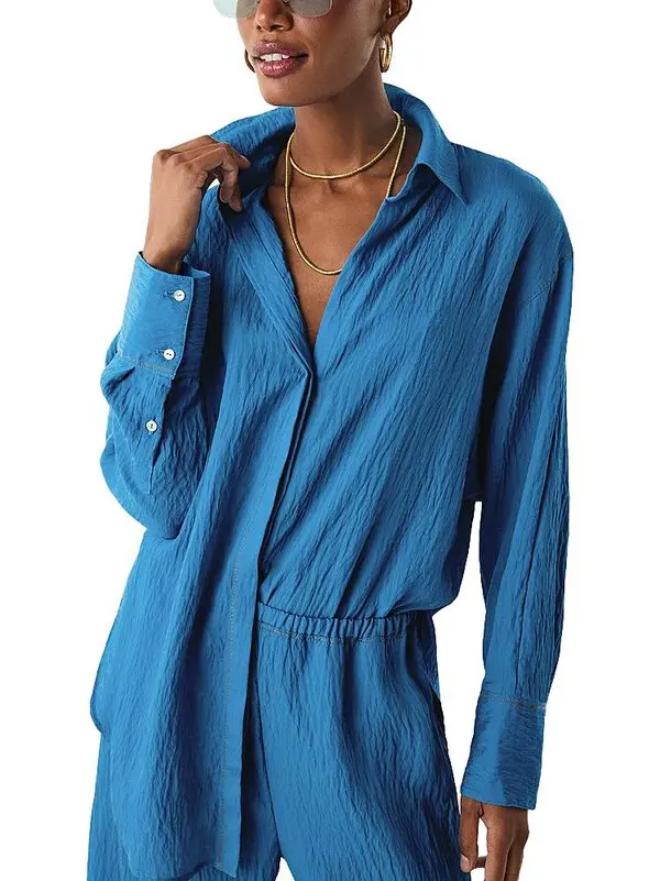 VIX PAULA HERMANNY X Rosie Huntington-whiteley Bailey Long Sleeve Shirt - Bowie
