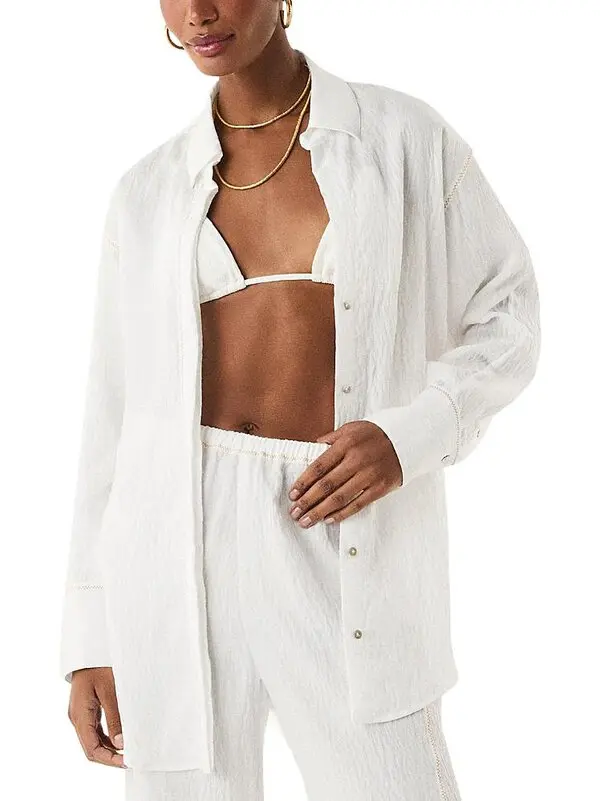 VIX PAULA HERMANNY X Rosie Huntington-whiteley Bailey Long Sleeve Shirt - Off White