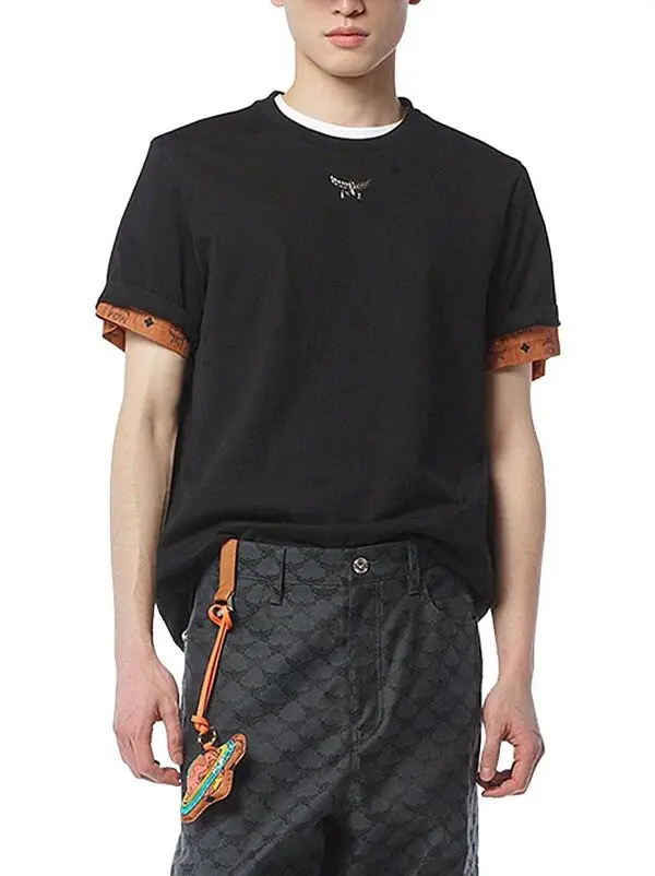 Mcm Essential Logo Print T-shirt In Organic Cotton - Black