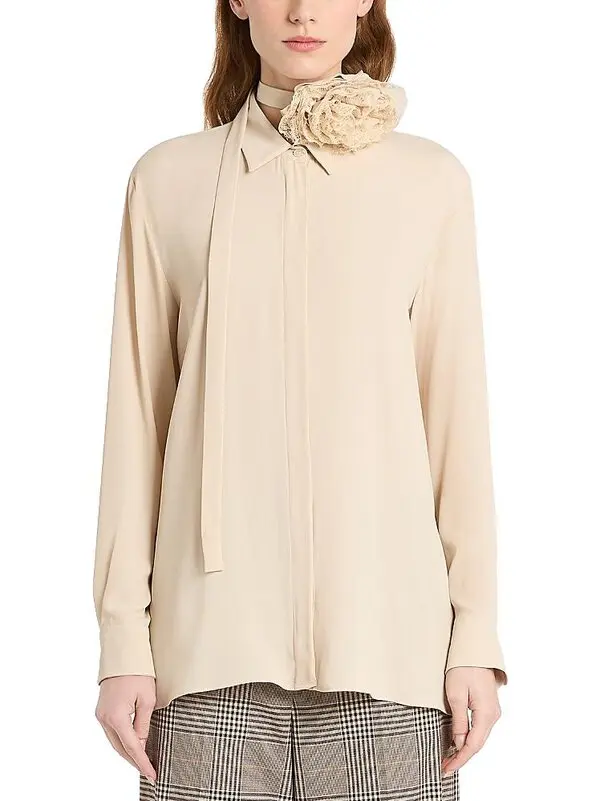 Marella Lace Accent Blouse - Sand