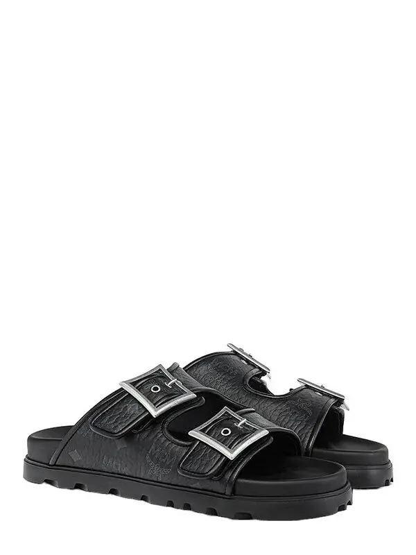 Mcm Visetos Buckled Slides - Black