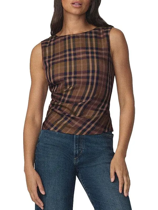Joe's Jeans The Meg Sleeveless Top - Camel Plaid