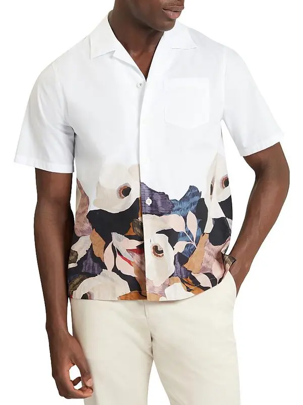 Ted Baker London Moussa Floral Print Pocket Shirt - White