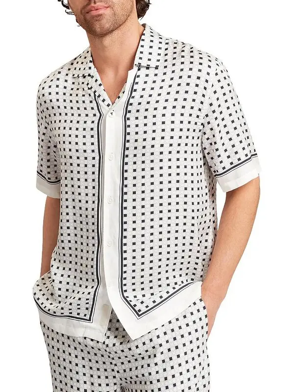 Ted Baker London Ferran Relaxed Fit Geo-pattern Shirt - Ecru