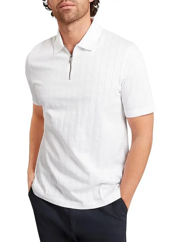 Ted Baker London Victor Square Jacquard Zip Polo Shirt - White